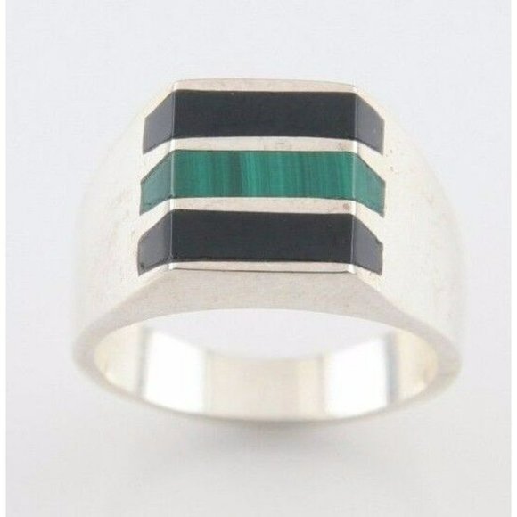 Taxco | Jewelry | Vintage Mexican Sterling Silver Ring With Malachite ...
